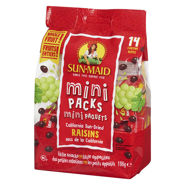 SUNMAID - RAISINS MINI PACK 12x196 GR