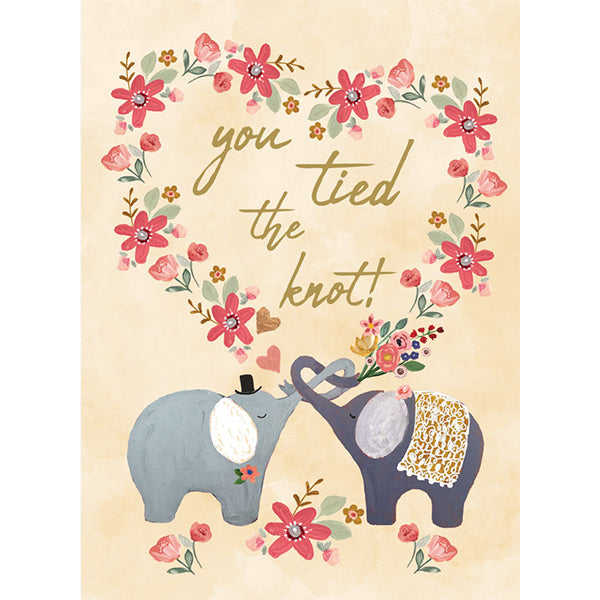 WEDDING - TIED THE KNOT ELEPHANTS CARD